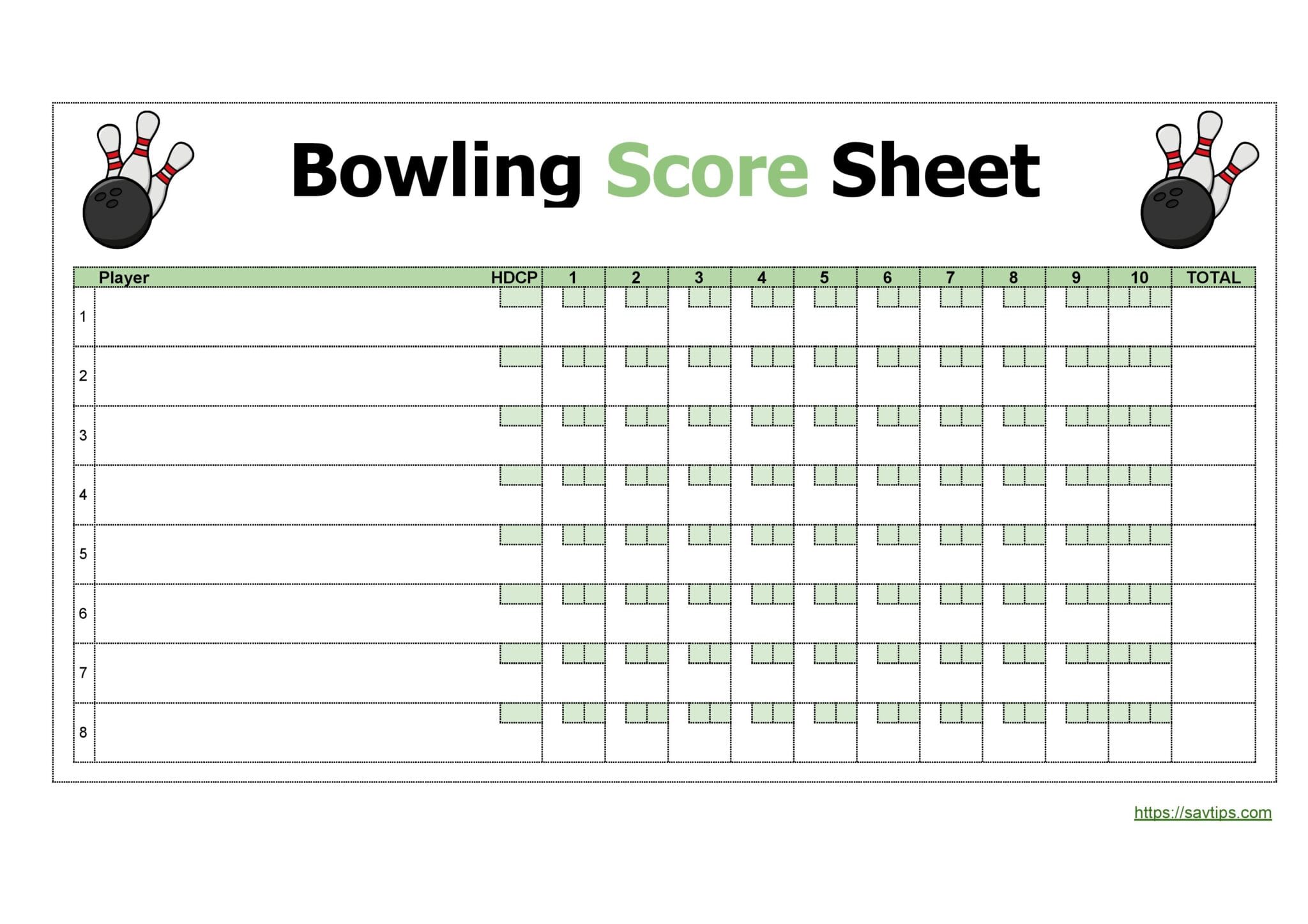 Free Bowling Score Sheet to Download and Print Out - SavTips